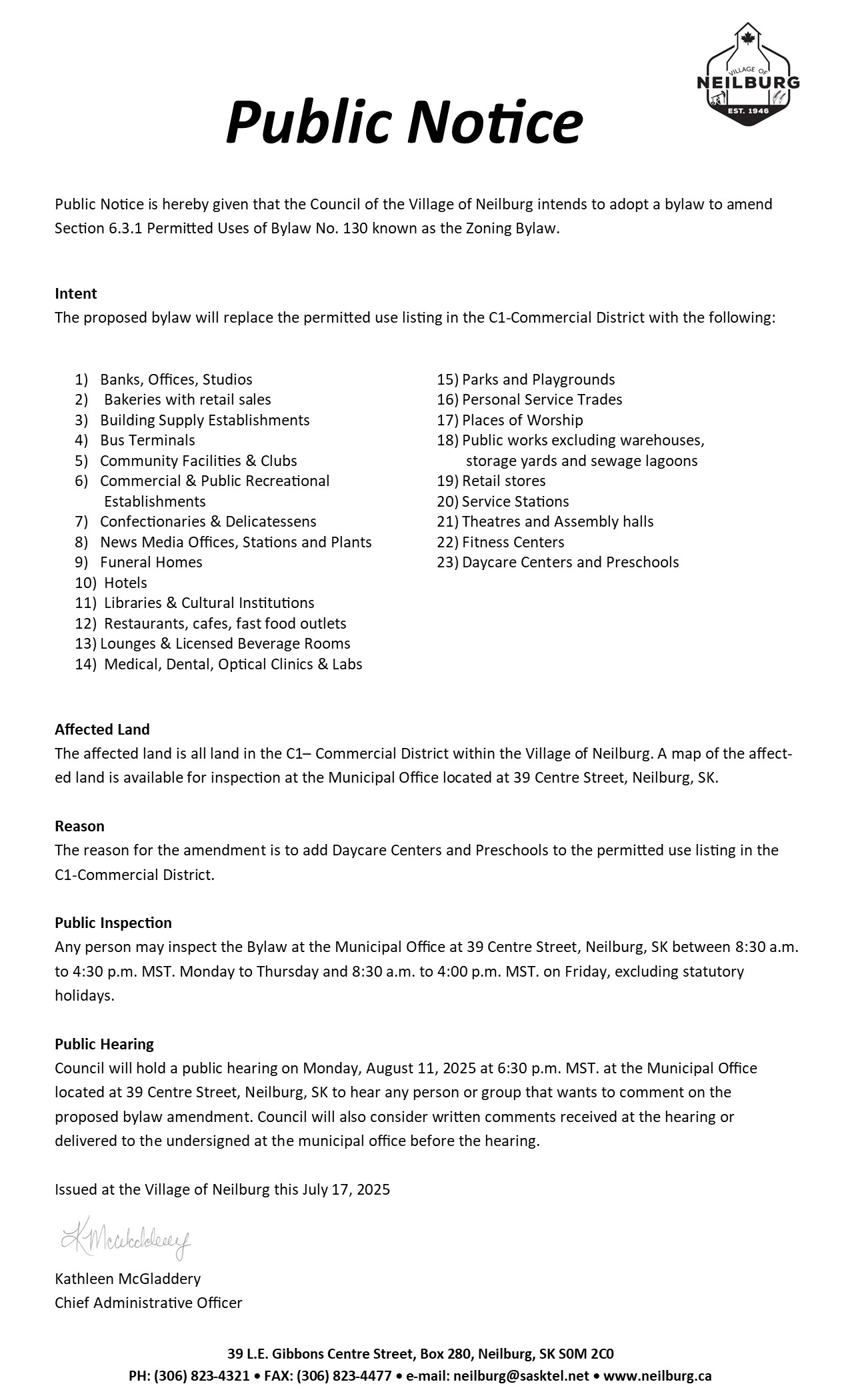 Village of Neilburg, Saskatchewan, Canada